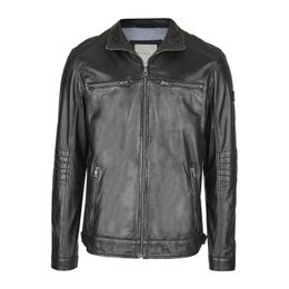 Bugatti Herren Bomberjacke "BUBRUNO", schwarz, Gr. 56, uni, Obermaterial: 100% Lammleder LEL. Futter: 100% Baumwolle CO. 100% Baumwolle CO., Jacken,