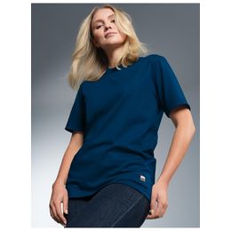 TRIGEMA Damen T-Shirt "TRIGEMA Heavy T-Shirt aus 100% recycelter Baumwolle", blau, Basic, Gr. M, 100% Baumwolle (recycelt), Shirts