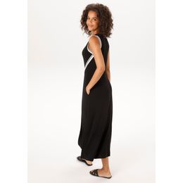 Aniston CASUAL Damen Sommerkleidschwarz, wei&szlig;, Gr. 44, kontrastfarbene Details, unifarben mit Farbeinsatz, Jersey, Obermaterial: 95% Polyester, 5%