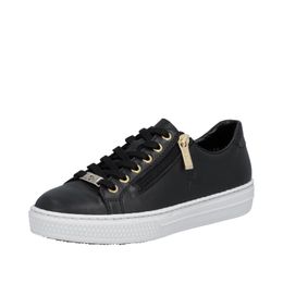 Rieker Damen Sneaker, Gr. 36, schwarz, Leder, unifarben, Schuhe, mit Memosoft-Innensohle, Freizeitschuh, Halbschuh, Schn&uuml;rschuh