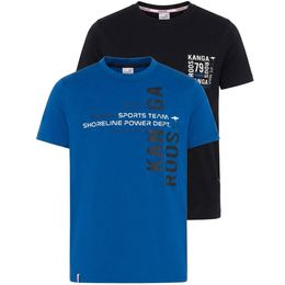 Kangaroos Herren T-Shirt, schwarz-wei&szlig;, Gr. M, Single Jersey, Obermaterial: 100% Baumwolle, Shirts, im Doppelpack, Halbarm, Rundhalsausschnitt mit