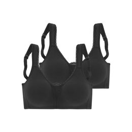Damen Soft-BH, PETITE FLEUR BY LASCANA, Gr. 75, schwarz, Jersey, Obermaterial: 90% Baumwolle, 5% Elasthan, 5% Polyamid, BHs, ohne B&uuml;gel, Baumwolle