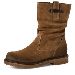 Tamaris Damen Stiefelette, Gr. 36, braun, Veloursleder, used, Schuhe, Blockabsatz, Kurzstiefel mit praktischem Innenrei&szlig;verschluss