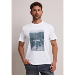 Street One MEN Herren T-Shirt, wei&szlig;, Gr. L, bedruckt, Web, 100% Baumwolle, Shirts, aus reiner Baumwolle