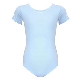 AQUARTI M&auml;dchen Turnanzug "Body M&auml;dchen Kurzarm Ballettanzug Einfarbig", blau, Gr. 140, Obermaterial: 96% Baumwolle CO. 4% Elasthan EL., Sportanz&uuml;ge