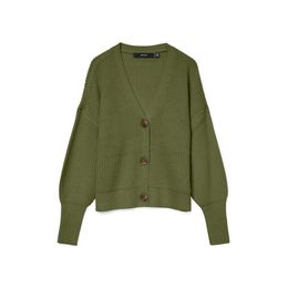 V&eacute;ro Moda VERO MODA Damen Strickjacke "VMLEA LS V-NECK CUFF CARDIGAN NOOS", gr&uuml;n, Gr. S, unifarben, Strick, Obermaterial: 100% Polyacryl, Strickjacken,