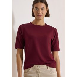 Cecil Damen T-Shirt, rot, Gr. L, unifarben, Web, 48% Baumwolle, 48% Modal, 4% Elasthan, Shirts, mit Knopf Details