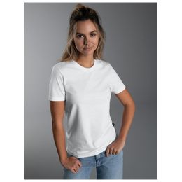TRIGEMA Damen T-Shirt "TRIGEMA Slim Fit T-Shirt aus DELUXE Baumwolle", wei&szlig;, Basic, Gr. XL, Single Jersey, 100% Baumwolle, Shirts