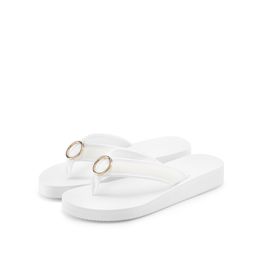 Lascana Damen Badezehentrenner "Sandale, Badeschuh, Pantolette, Badelatsche, Flip Flop, Sommerschuh", Gr. 37, wei&szlig;, Obermaterial: 100%