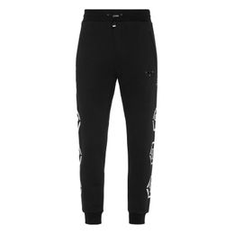 Philipp Plein Herren Jogginghose "Hexagon", schwarz-wei&szlig;, Gr. L, Obermaterial: 88% Baumwolle, 12% Polyester, Hosen