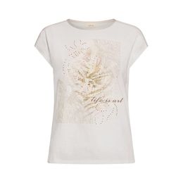 Cartoon Rundhals-Shirt mit Placement in Patch Cream /Khaki | Gr.: 36