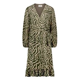 Cartoon Chiffonkleid mit Muster in Khaki/Cream | Gr.: 34