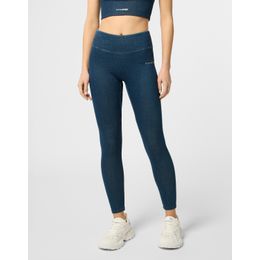 Plein Sport Damen Leggings "Ps", blau, Gr. L, Obermaterial: 93% Baumwolle, 7% Elasthan, Hosen