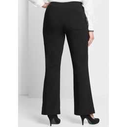 sheego Damen Bootcuthose, schwarz, Gr. 40, unifarben, 70% Viskose, 25% Polyamid, 5% Elasthan, Hosen