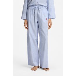 HUGO UNDERWEAR Damen Pyjamahose "DREEM", Gr. XS, blau, Web, Obermaterial: 58% Baumwolle, 42% Viskose, gestreift, Hosen, aus Baumwoll-Mix mit Herz-Logo