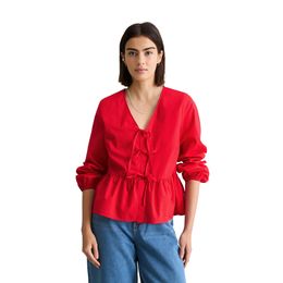 Marc O'Polo Damen Langarmbluse "aus reiner Bio-Baumwolle", rot, Gr. XL, MARC O'POLO DENIM, unifarben, Obermaterial: 100% Baumwolle, Blusen