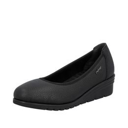 Rieker Damen Keilpumps, Gr. 38, schwarz, Glattleder, unifarben, Schuhe, Ballerina, Schlupfschuh, Slipper mit leichter Struktur im Obermaterial