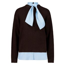 Zero Strickpullover mit Bluseneinsatz in Patch Brown/Blue | Gr.: 40