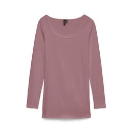 V&eacute;ro Moda VERO MODA Damen Langarmshirt "VMMAXI MY LS SOFT LONG U-NECK NOOS", rosa, Gr. XS, unifarben, Jersey, Obermaterial: 95% Baumwolle, 5% Elasthan, Shirts,