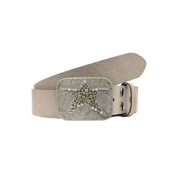 Damen Lederg&uuml;rtel "Gump Ash mit austauschbarer Schlie&szlig;e Liga Stern Grau", beige, Gr. 115, RETTUNGSRING G&Uuml;RTEL, Rindsleder, G&uuml;rtel