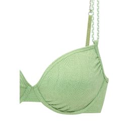 s.Oliver Damen B&uuml;gel-Bikini-Top "Ada", gr&uuml;n, Gr. 44, Strukturmuster, Recycling-Polyamid, Bikini-Oberteile, mit gemusterter Strukturware