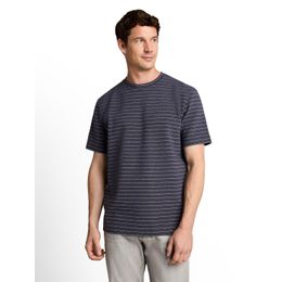 Tom Tailor Herren Kurzarmshirtnavy braun wei&szlig; stripes, Gr. XXXL, gestreift, Single Jersey, Obermaterial: 48% Baumwolle, 48% Polyester, 4% Elasthan,
