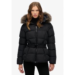 Superdry Damen Steppjacke "FUJI BELTED PUFFER", schwarz, Gr. S, unifarben, Web, Obermaterial: 100% Polyester, Jacken, mit Markenlabel, aus Polyester,