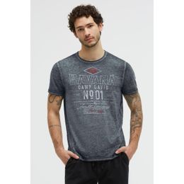 CAMP DAVID Herren Rundhalsshirt, grau, Gr. S, bedruckt, Single Jersey, Material: Grundmaterial: 100% Polyester, Ausbrenner: 100% Baumwolle, Shirts,