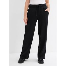 bonprix Damen Jerseyhose, schwarz, Gr. 40, Jersey, Obermaterial: 100% Baumwolle, Hosen, aus Baumwolle, lockere Passform, weites Bein, Casual Stil