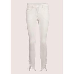 Madeleine Mode MADELEINE Damen Regular-fit-Jeans "Jeans Verk&uuml;rzte 5-Pocket-Hose mit Fransen", wei&szlig;, Modern, Gr. 20, Obermaterial: 71% Baumwolle CO. 20% Lyocell CLY.