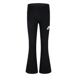 Nike Sportswear Kinder Leggings "NKG LBR FLARE LEGGING", schwarz, Gr. 116, unifarben, Jersey, Obermaterial: 55% Baumwolle, 37% Polyester, 8%