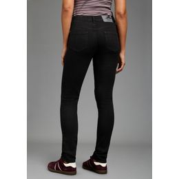Arizona Damen Slim-fit-Jeans "Bund mit seitlichem Gummizugeinsatz", schwarz, Basic, Gr. 40, unifarben, Denim/Jeans, Obermaterial: 98% Baumwolle, 2%