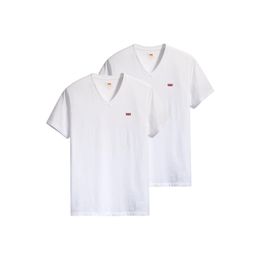 Levi's LEVI'S Herren T-Shirt "T-Shirt ORIGINAL HM VNECK 2P 2er Pack", wei&szlig;, Gr. M, Obermaterial: 100% Baumwolle CO., Shirts