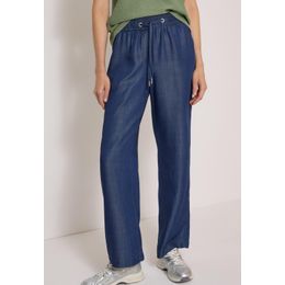 Cecil Damen Stoffhose, blau, Gr. XS, unifarben, Stoff, 100% Lyocell, Hosen, aus Lyocell im Denim-Style