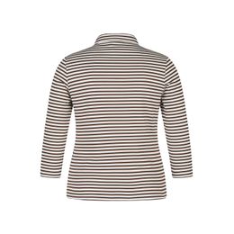 Rabe Damen Poloshirtmokka, Gr. 46, gestreift, Jersey, Obermaterial: 100% Baumwolle, Shirts, mit Stickerei