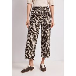 Street One Damen Stoffhose, schwarz-wei&szlig;, Gr. 36, gemustert, Stoff, 100% Viskose, Hosen, mit Wide Legs