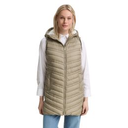 Tom Tailor Damen Steppweste, gr&uuml;n, Gr. M, Strukturmuster, Steppware, Obermaterial: 100% Polyester. Futter: 100% Polyester, Westen, mit Kapuze