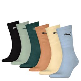 Puma Damen Socken "Puma UNISEX CREW SOCK 6P ECOM", Gr. 43, schwarz, Baumwollmischung, Socken, Cat-Logo, Frottee-Sohle, Ripp-B&uuml;ndchen