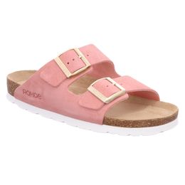 Rohde Damen Pantolette "SUNNYS N12", Gr. 37, rosa, Veloursleder, Schuhe, Sommerschuh, Hausschuh, Zweischnaller, Strandschuh mit Softfu&szlig;bett