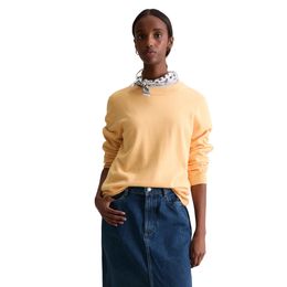 Marc O'Polo Damen Strickpullover "aus Soft Cotton Stretch", gelb, Gr. L, MARC O'POLO DENIM, unifarben, Obermaterial: 58% Baumwolle, 25% Polyamid, 17% Polyester,