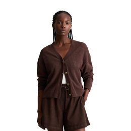 Marc O'Polo Damen Cardigan "aus weichem Organic Cotton-Mix", braun, Gr. XXS, MARC O'POLO DENIM, unifarben, Obermaterial: 82% Baumwolle, 18% Polyamid, Strickjacken