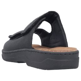 Rieker Herren Pantolette, Gr. 45, schwarz, Glattleder, unifarben, Schuhe, Sommerschuh, Hausschuh mit Klettverschl&uuml;sse