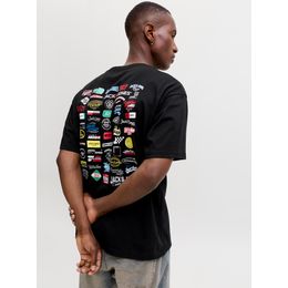Jack & Jones JACK & JONES Herren T-Shirt "JJLEGACY TEE SS CREW NECK", schwarz, Gr. XS, bedruckt, Jersey, Obermaterial: 100% Baumwolle, Shirts, Baumwolle, locker