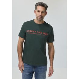 Street One MEN Herren T-Shirt, gr&uuml;n, Gr. M, bedruckt, Web, 100% Baumwolle, Shirts, aus reiner Baumwolle