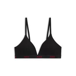 HUGO UNDERWEAR Damen Triangel-BH "aus Stretch-Baumwolle mit Logo-Unterbrustband", Gr. XL, schwarz, Obermaterial: 93% Baumwolle, 7% Elasthan, BHs, mit