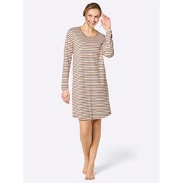 w&auml;schepur W&Auml;SCHEPUR Damen Sleepshirt "Sleepshirt", Gr. 36, beige, 50% Baumwolle, 50% Modal, gemustert, gestreift, mehrfarbig, Kleider