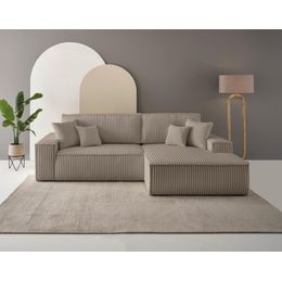 Ecksofa OTTO HOME, B:267cm H:85cm T:167cm, grau, Bezugstoff 100% PES ;Gramatur 400g/qm +/- 5%, Wohnzimmer, Sofas, "FINNLEY Cord, L-Form 257 cm,