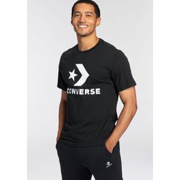 Converse Damen T-Shirt "Unisex GO-TO STAR CHEVRON LOGO STANDARD-FIT", schwarz-wei&szlig;, Gr. L, Single Jersey, Obermaterial: 100% Baumwolle, Shirts, mit