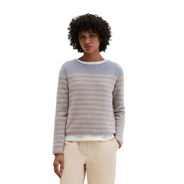 Marc O'Polo MARC O'POLO Damen Strickpullover "aus Organic Cotton-Mix", grau, Gr. XXL, gestreift, Obermaterial: 78% Baumwolle, 22% Polyamid, Pullover