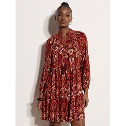 Apricot Damen Midikleid "Shimmer Ikat Babydoll Mini-Kleid", rot, Modern, Gr. 34, gemustert, gewebt, Obermaterial: 98% Viskose CV. 2% metallisierte